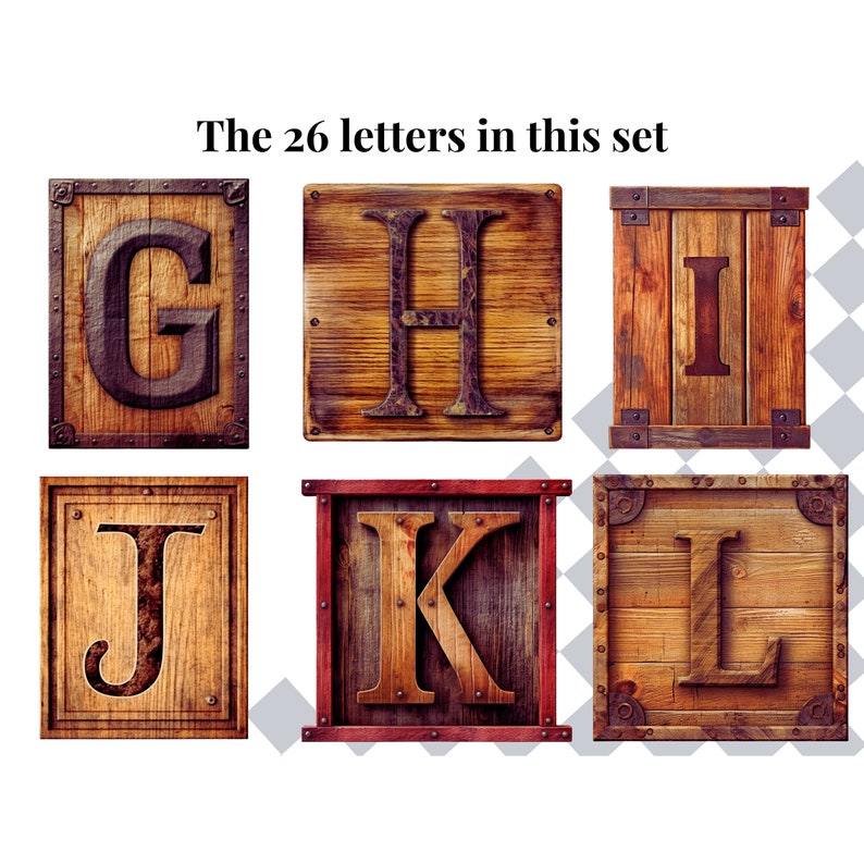 Rustic Clipart Alphabet Letters PNG Files for Instant Download ...