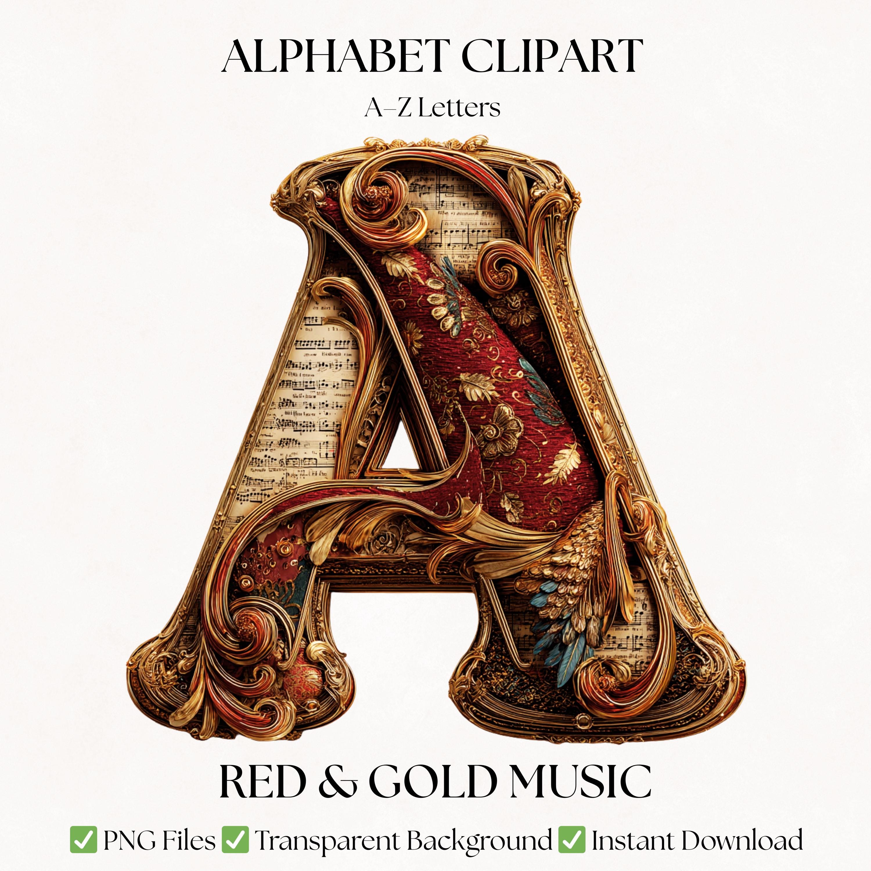 Music Alphabet Clipart PNG Images | Ornate Musical Lettering Fonts ...