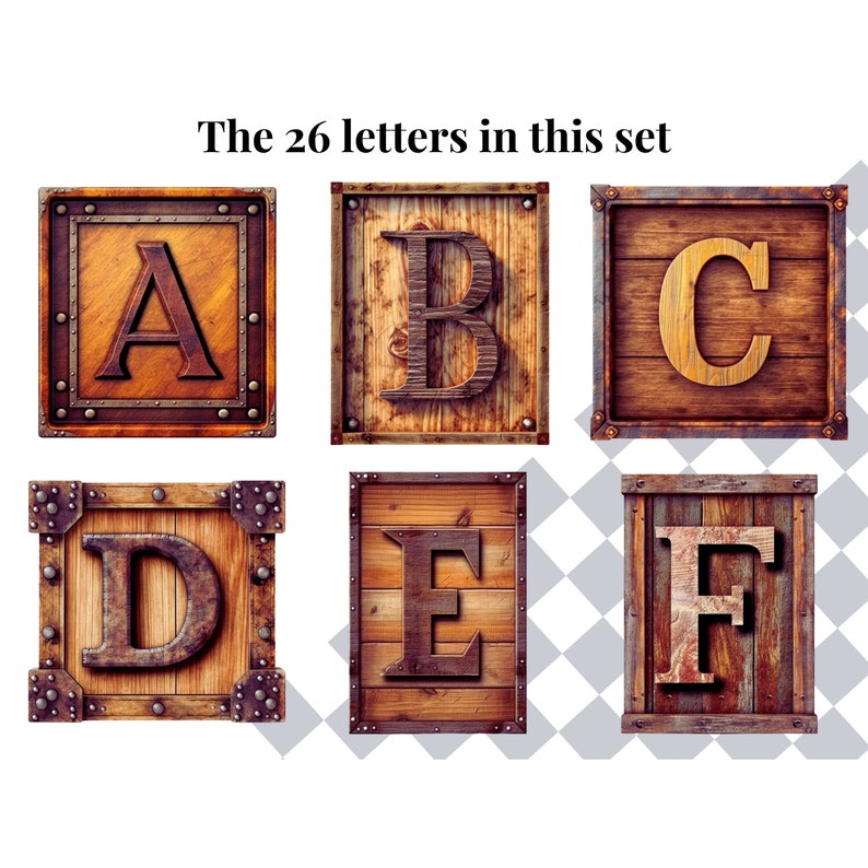 Wooden Printable Alphabet Letters and Numbers for Clipart PNG Designs ...