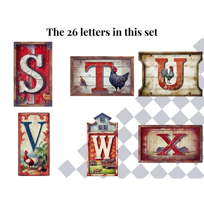 Rustic Clipart Alphabet Letters PNG Files for Country and - Etsy