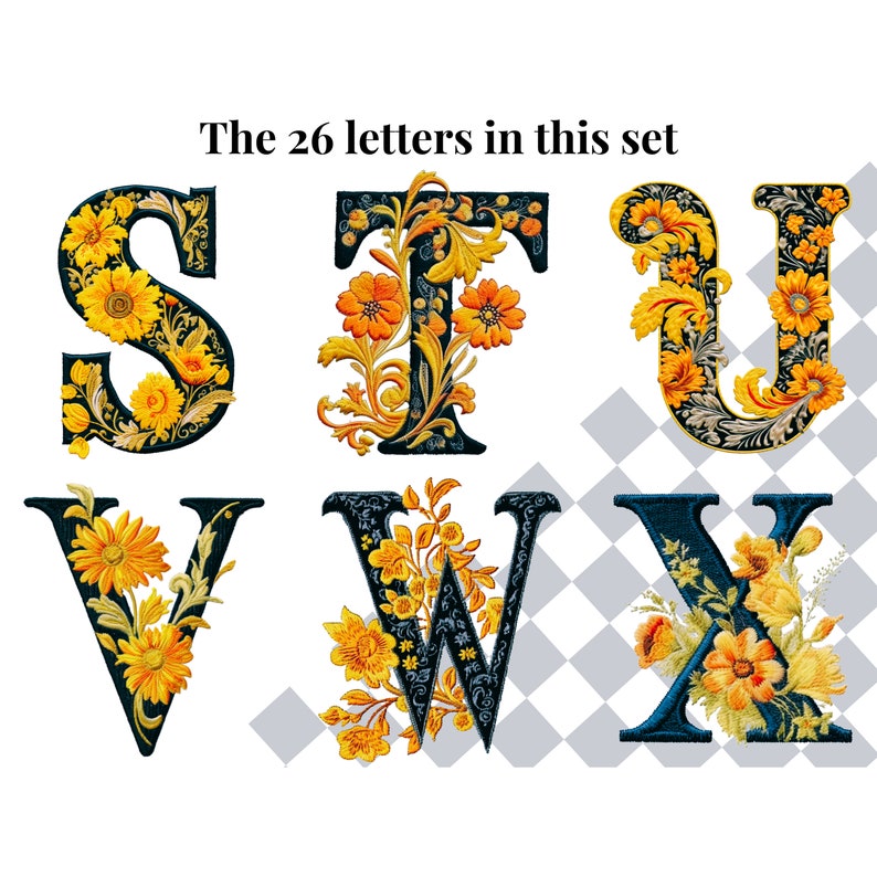 Flower Clipart Alphabet Letters PNG Files for Floral Digital Download ...
