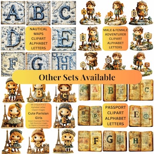 Round World Map Clipart Alphabet Letters, Vintage Geography PNG ...