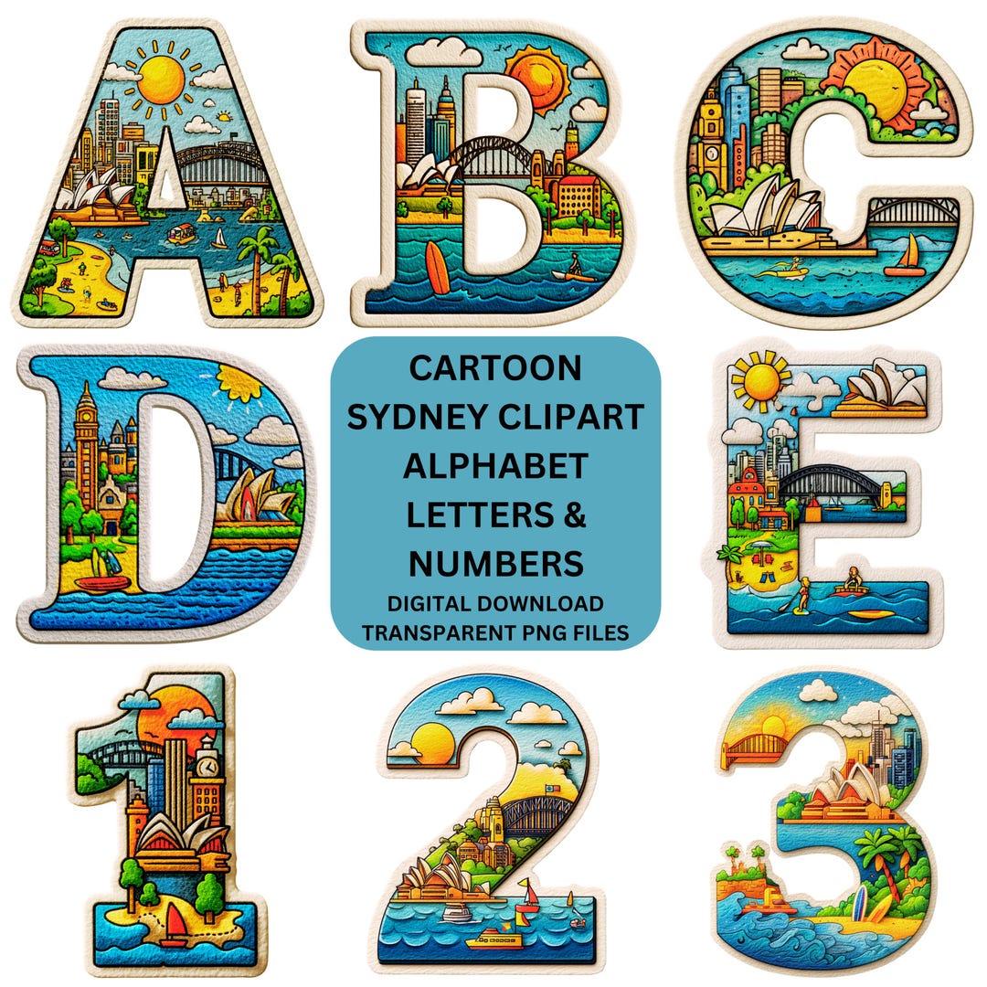 Clipart Alphabet Letters, Sydney Themed PNG Images, Instant Download ...