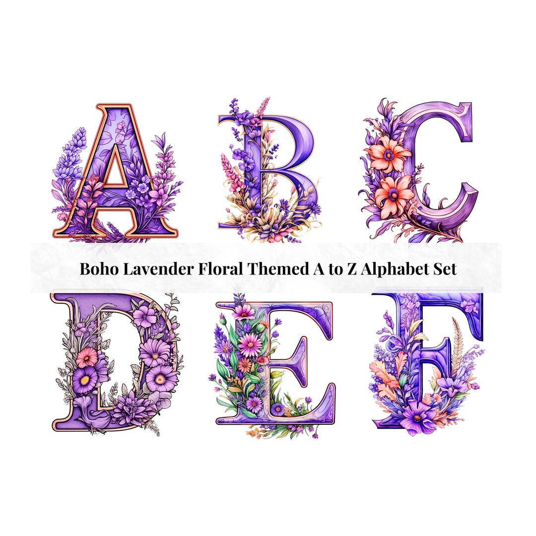 Floral Alphabet Letters PNG for Digital Download Junk Journal Kit ...