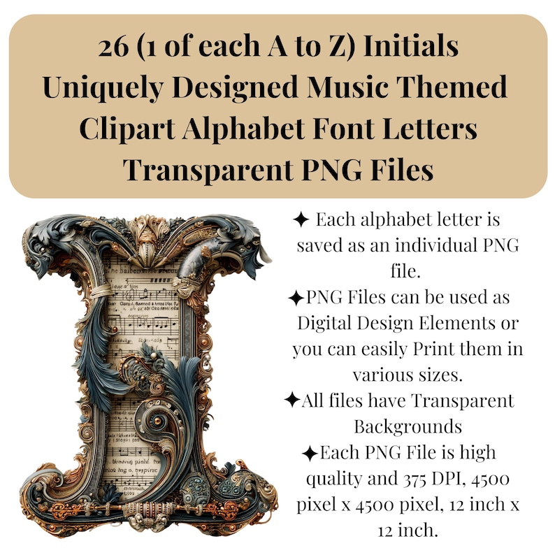 Music Clipart Alphabet: Retro Musical Font (PNG Digital Download) - Etsy