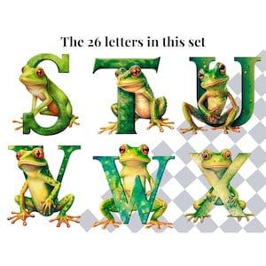 Frog Alphabet Clipart: Watercolor Letters, A-Z PNG (commercial Use) - Etsy