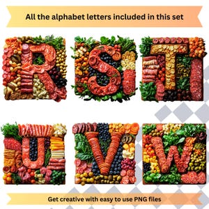 Alphabet Clipart Food Letters, Charcuterie Bundle Picnic Clipart ...