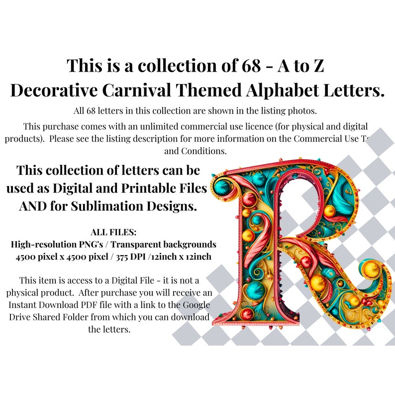 Circus Alphabet Clipart: Carnival Letters, Scrapbooking PNG (digital ...