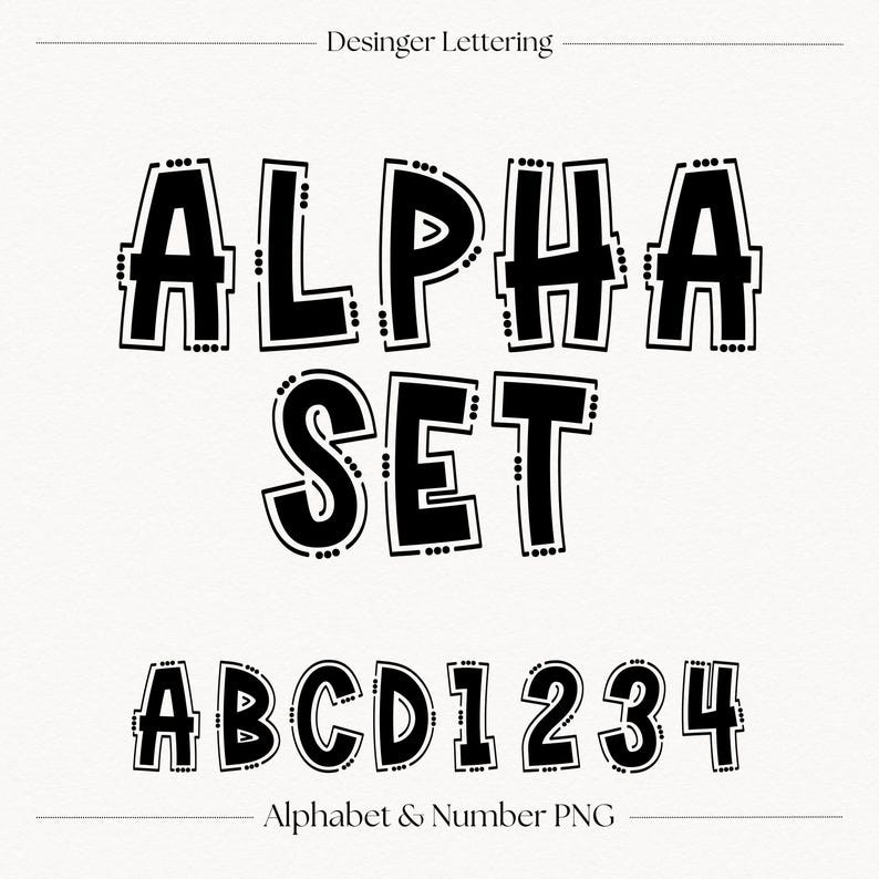 Doodle Font Clipart | Modern Dot Decorative Alphabet Letters, Numbers ...