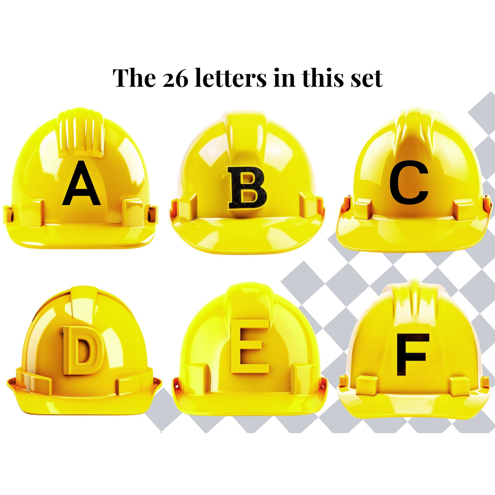 Hard Hat Clipart Alphabet Letters PNG File for Construction Digital ...
