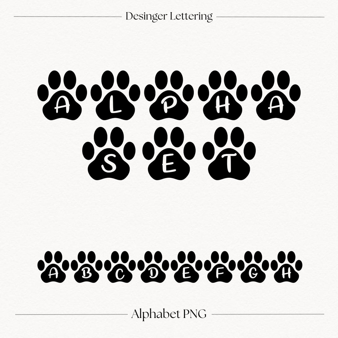 Paw Print Alphabet Letter PNG Images | A-Z Pet Font (digital Download ...