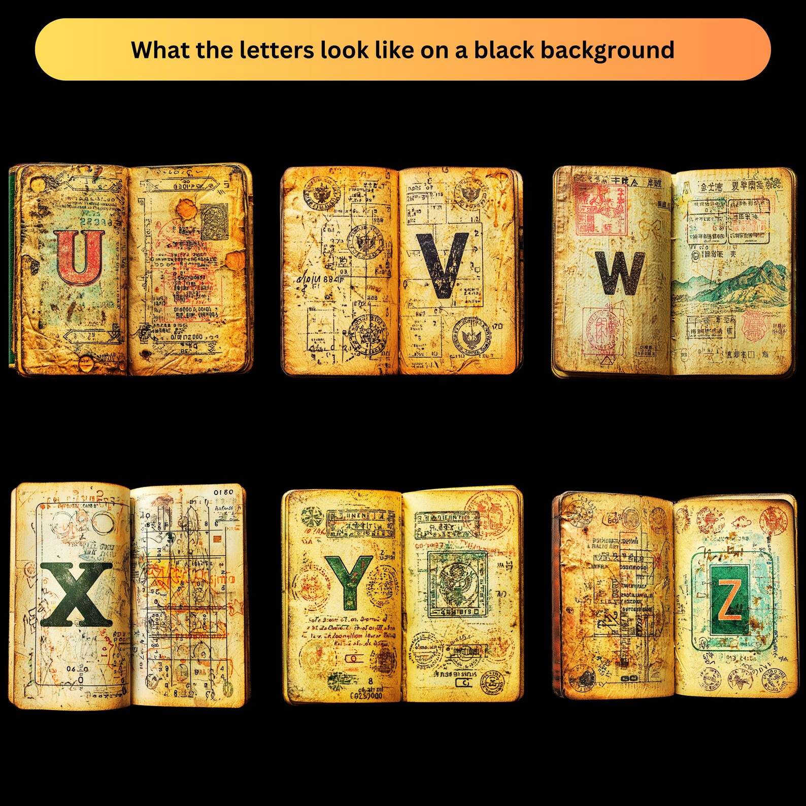 Passport Clipart Alphabet Letters | World Travel PNG Lettering Images ...