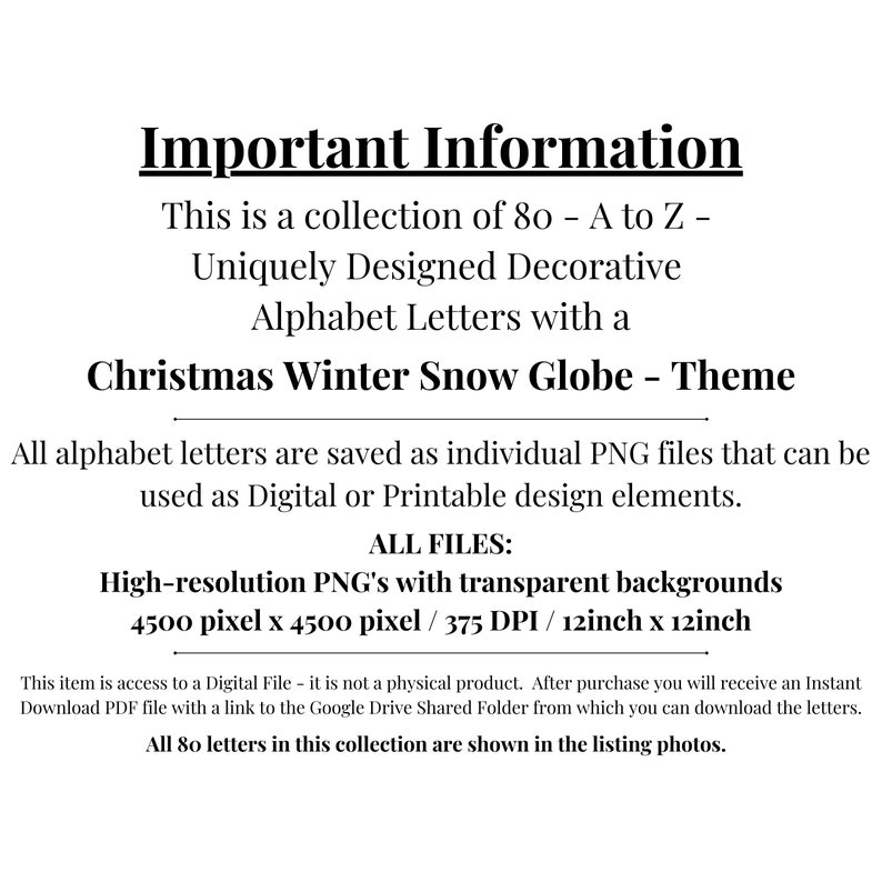 Snow Globe Alphabet Clipart: Christmas PNG Letters (digital Download ...