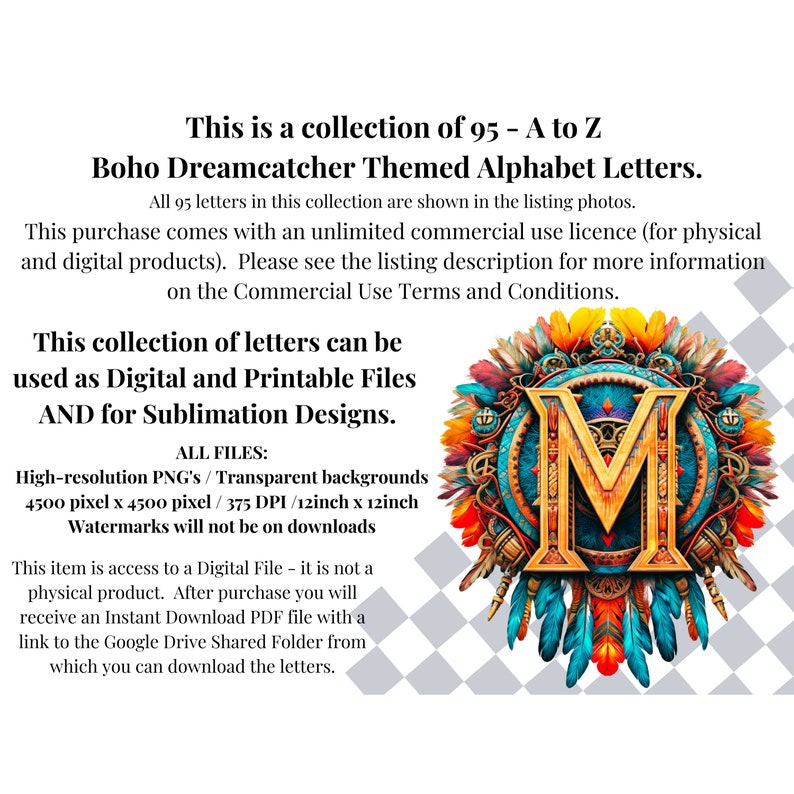 Dreamcatcher Clipart Alphabet Letters PNG Bundle for Commercial Use ...