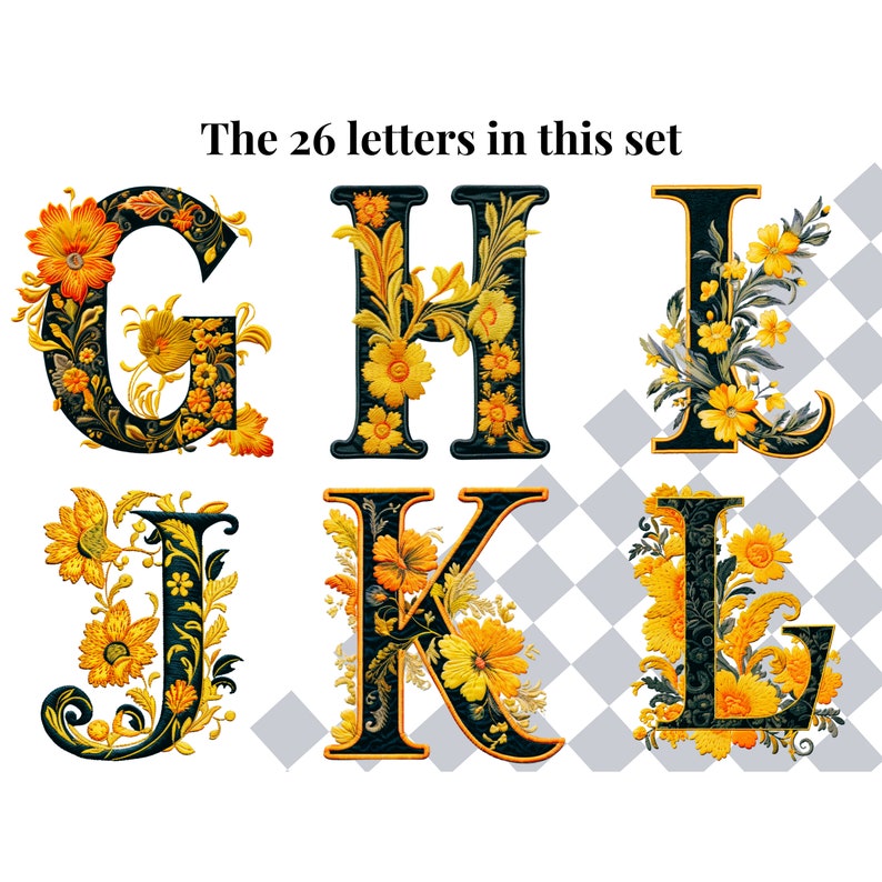 Flower Clipart Alphabet Letters PNG Files for Floral Digital Download ...