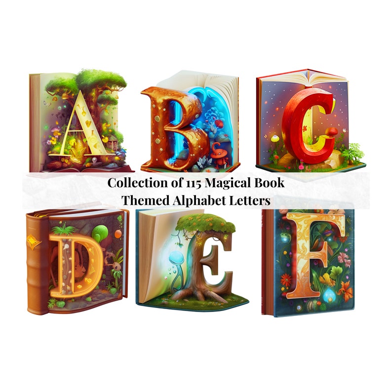 Book Clipart Alphabet Letters PNG Files for Fantasy Library ...