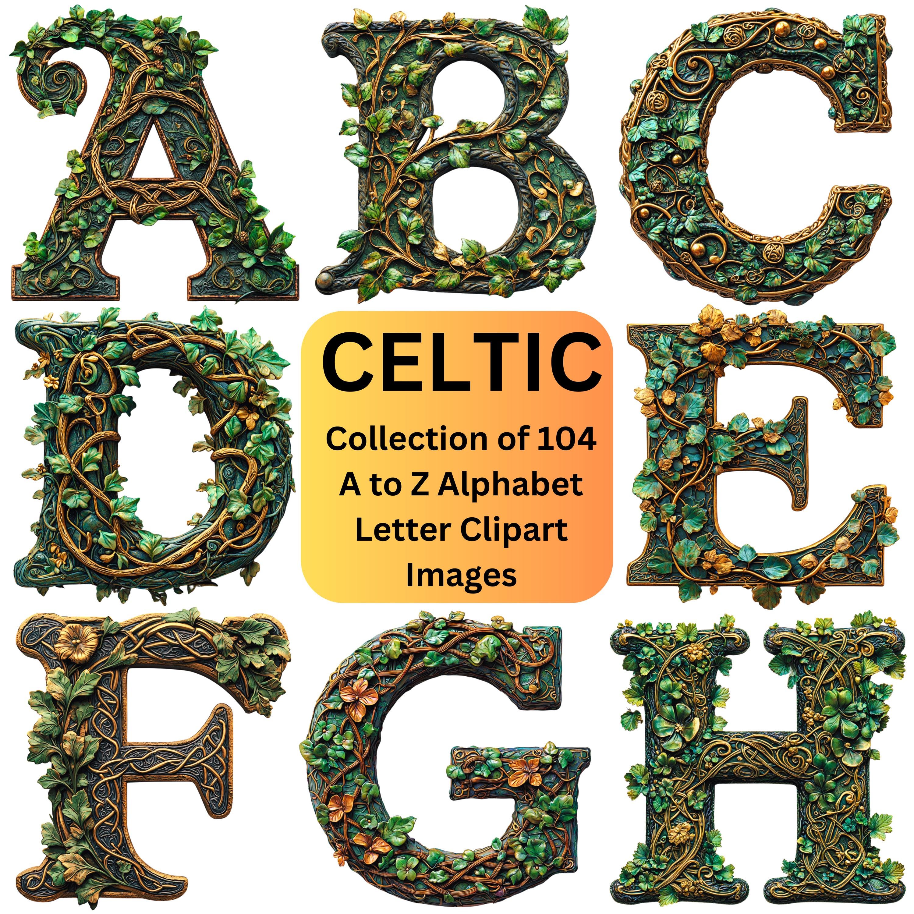Celtic PNG Clipart Bundle, Illuminated Celtic Alphabet Letters, Junk ...