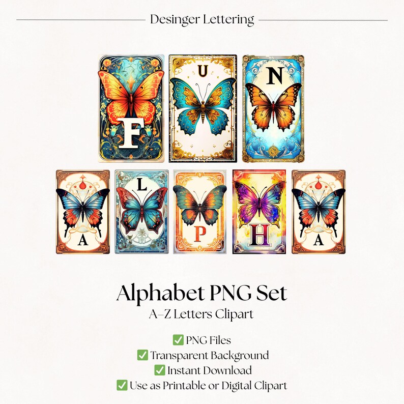 Butterfly Clipart Alphabet Letters | PNG Insect Fonts | Animal ...