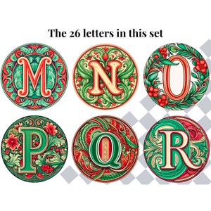 Retro Christmas Clipart Alphabet Letter PNG Files | Clip Art Alphabet ...