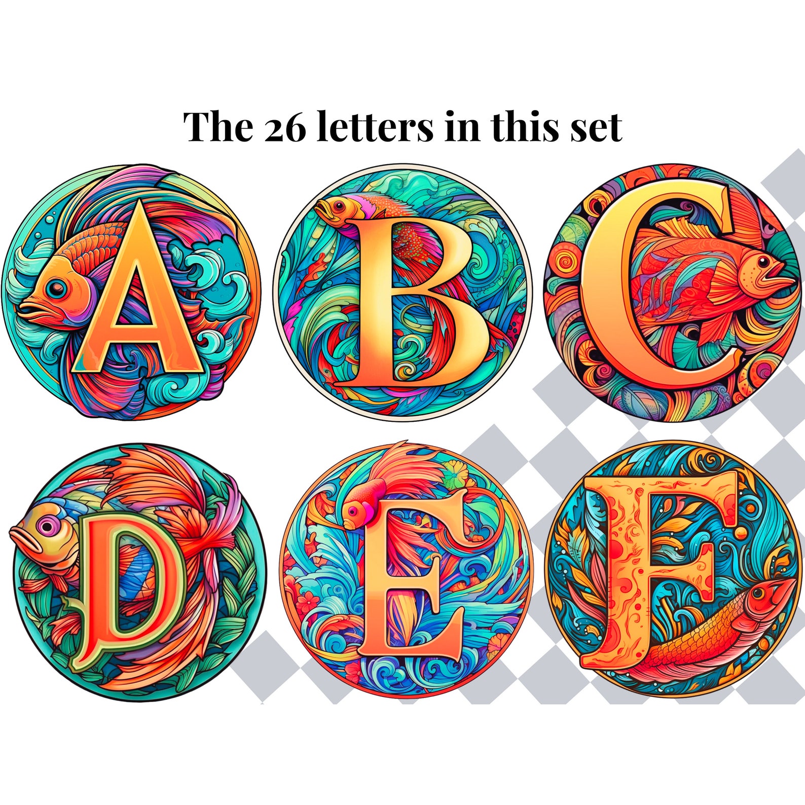 Tropical Fish Alphabet PNG: Under the Sea Clipart (digital Download) - Etsy