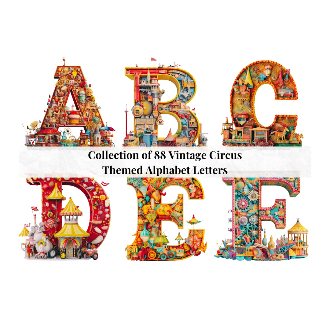 Circus Clipart Alphabet Letters PNG Files for Carnival Digital - Etsy