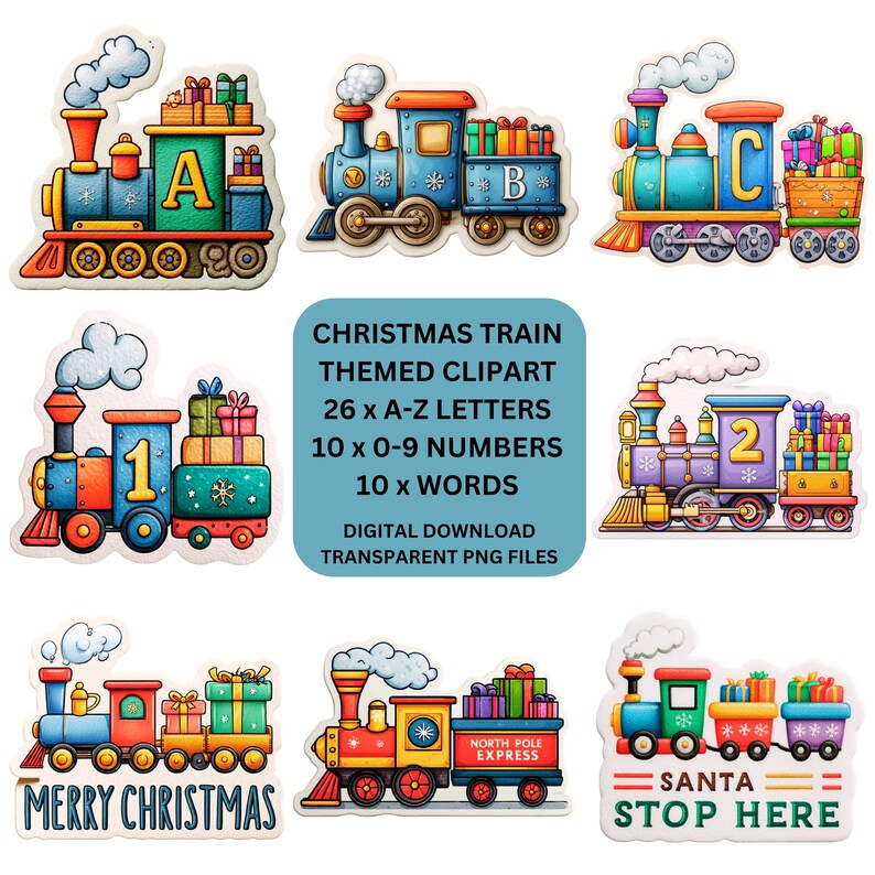 Christmas Clipart Bundle of Alphabet Letters, Numbers & Word Art Images ...
