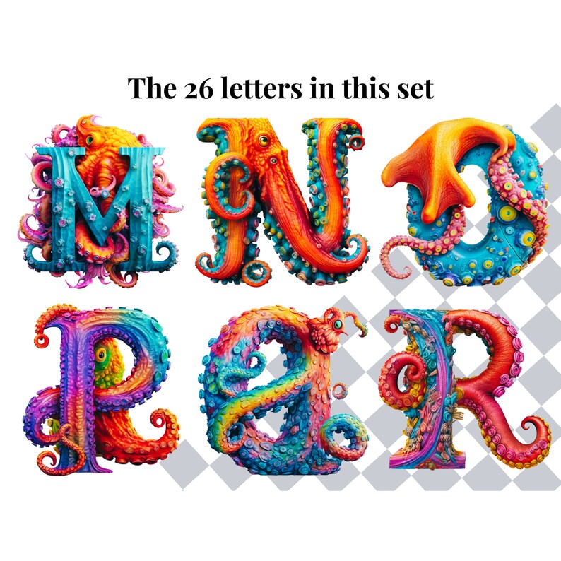 Octopus Printable Alphabet Letters and Numbers for Under the Sea ...