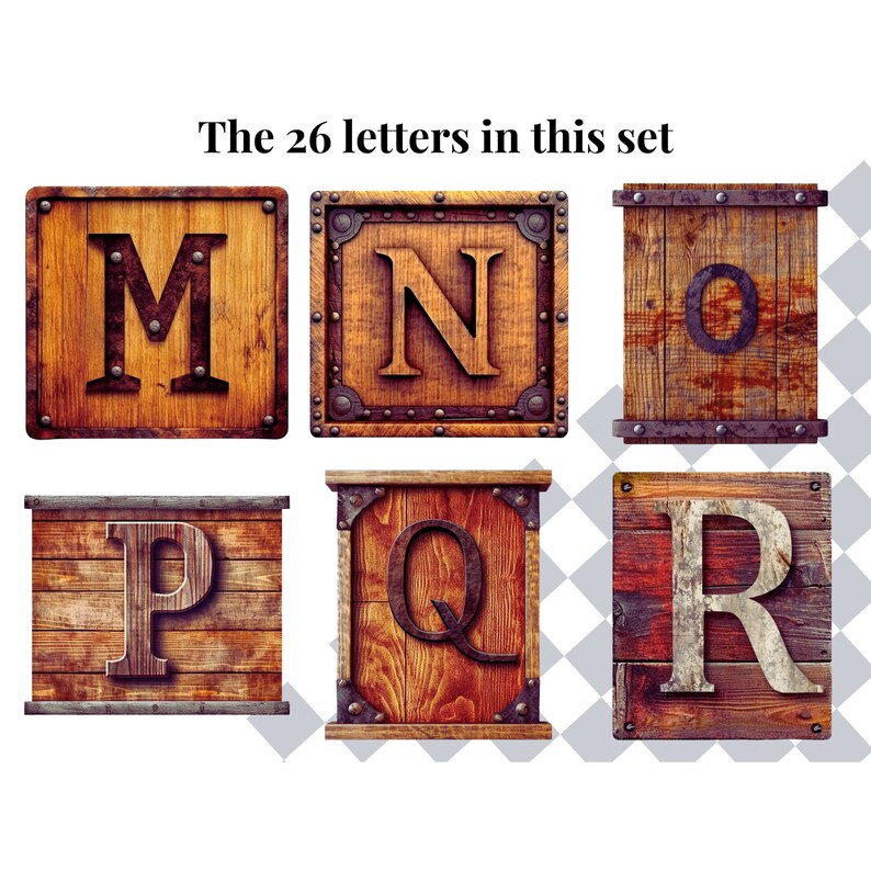 Wooden Printable Alphabet Letters and Numbers for Clipart PNG Designs ...