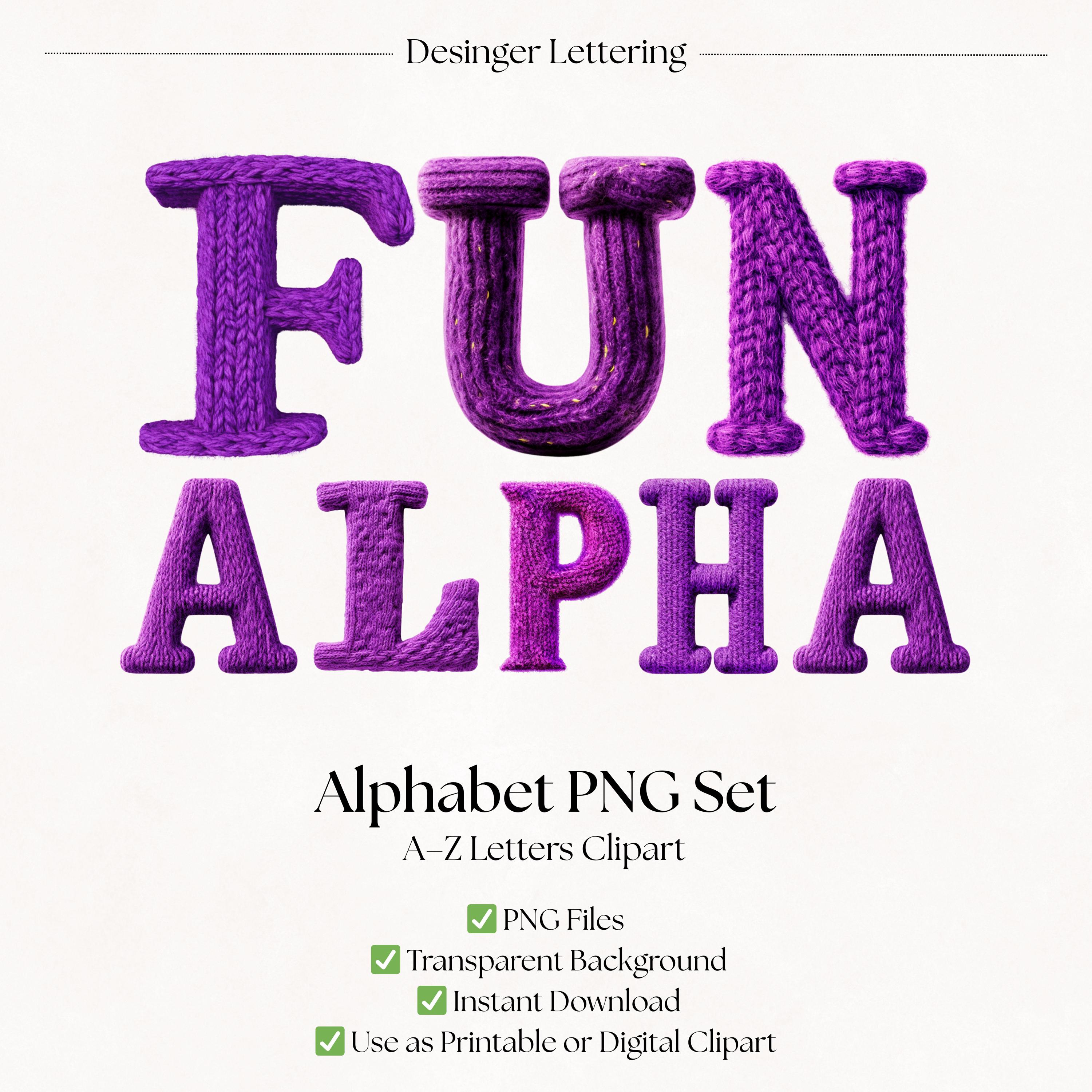 Knitted PNG Letter Set | Purple Wool Alphabet Lettering | Crafty Fonts ...