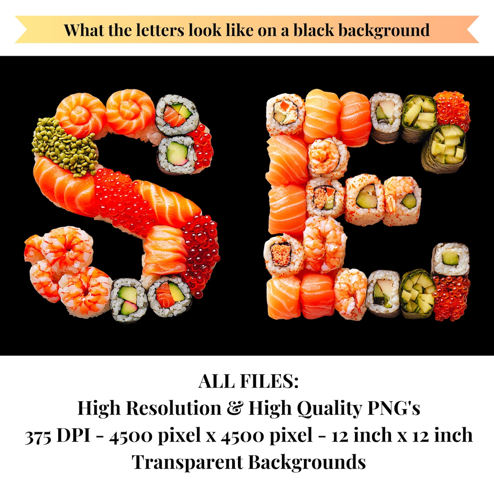 Sushi Clipart Alphabet Letters | Japanese Food PNG Images | Digital ...