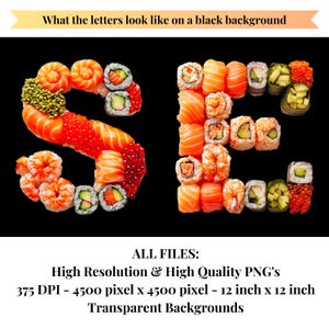 Sushi Clipart Alphabet Letters | Japanese Food PNG Images | Digital ...