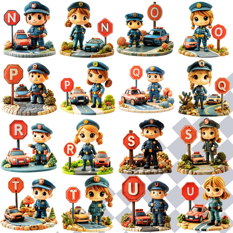 Police Officer Clipart Alphabet Letters PNG, Male & Female Law ...