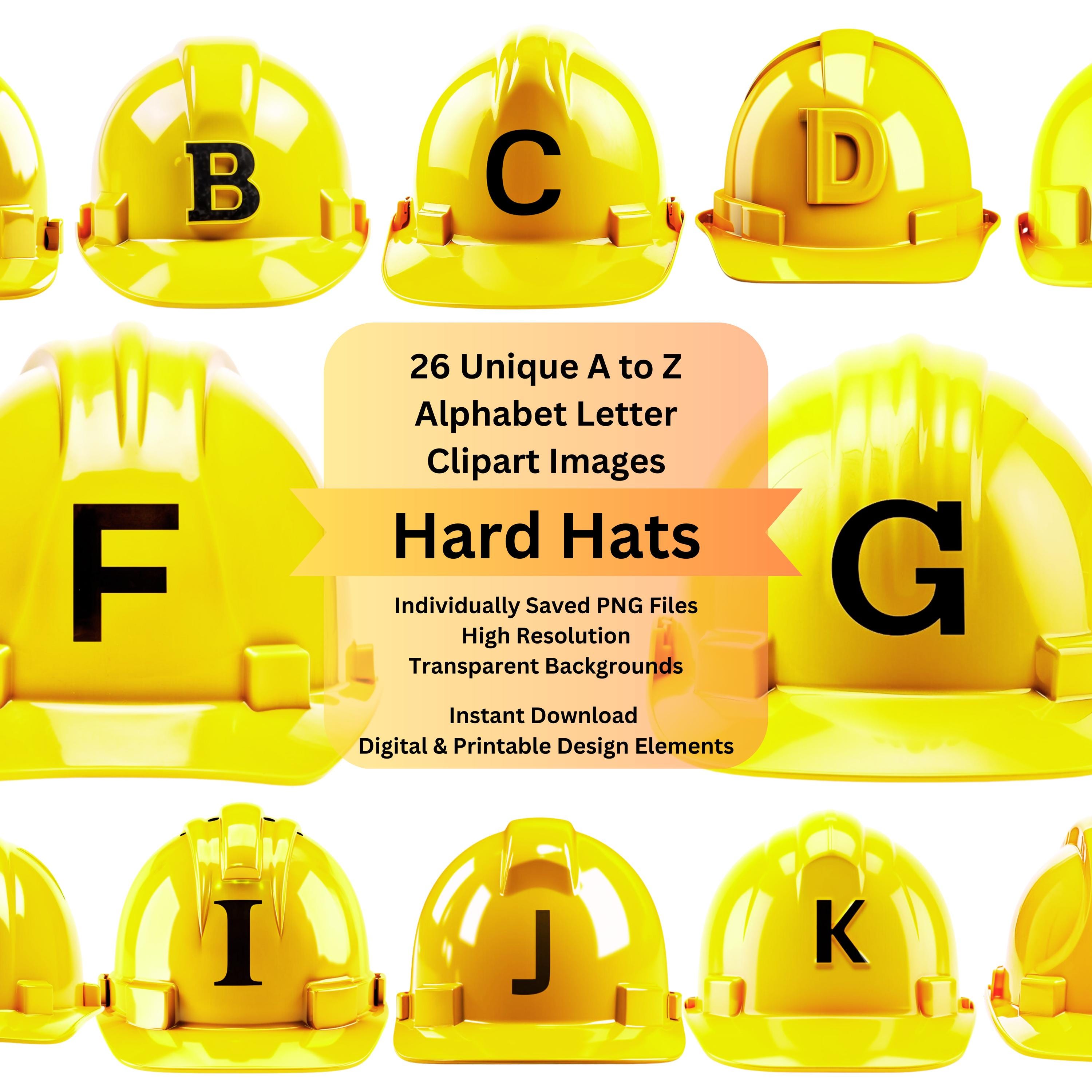 Hard Hat Clipart Alphabet Letters PNG File for Construction Digital ...