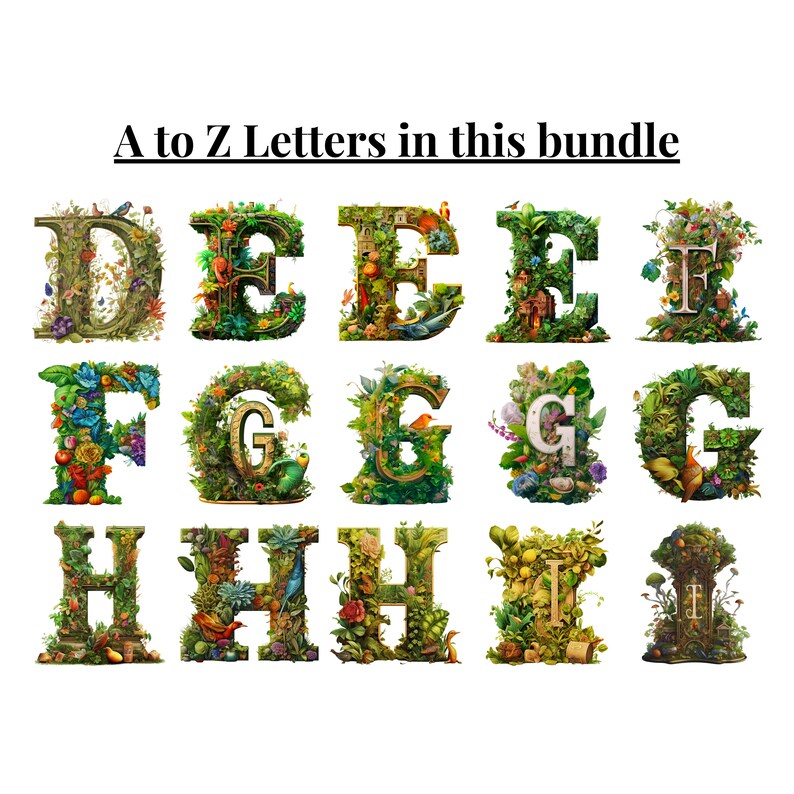 Cottage Core Clipart Alphabet Letters PNG Files for Digital Download ...