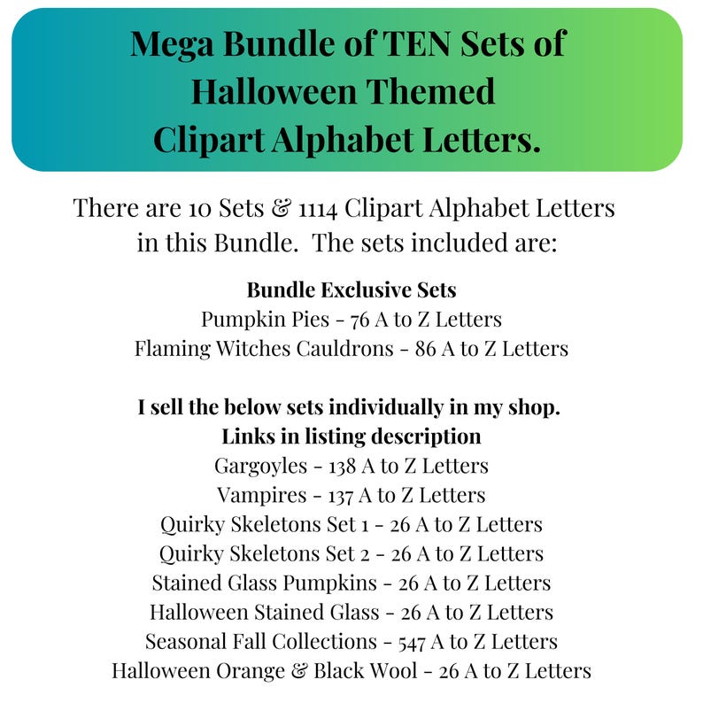 Halloween Fonts Alphabet Letters Clipart Bundle for Digital & Printable ...
