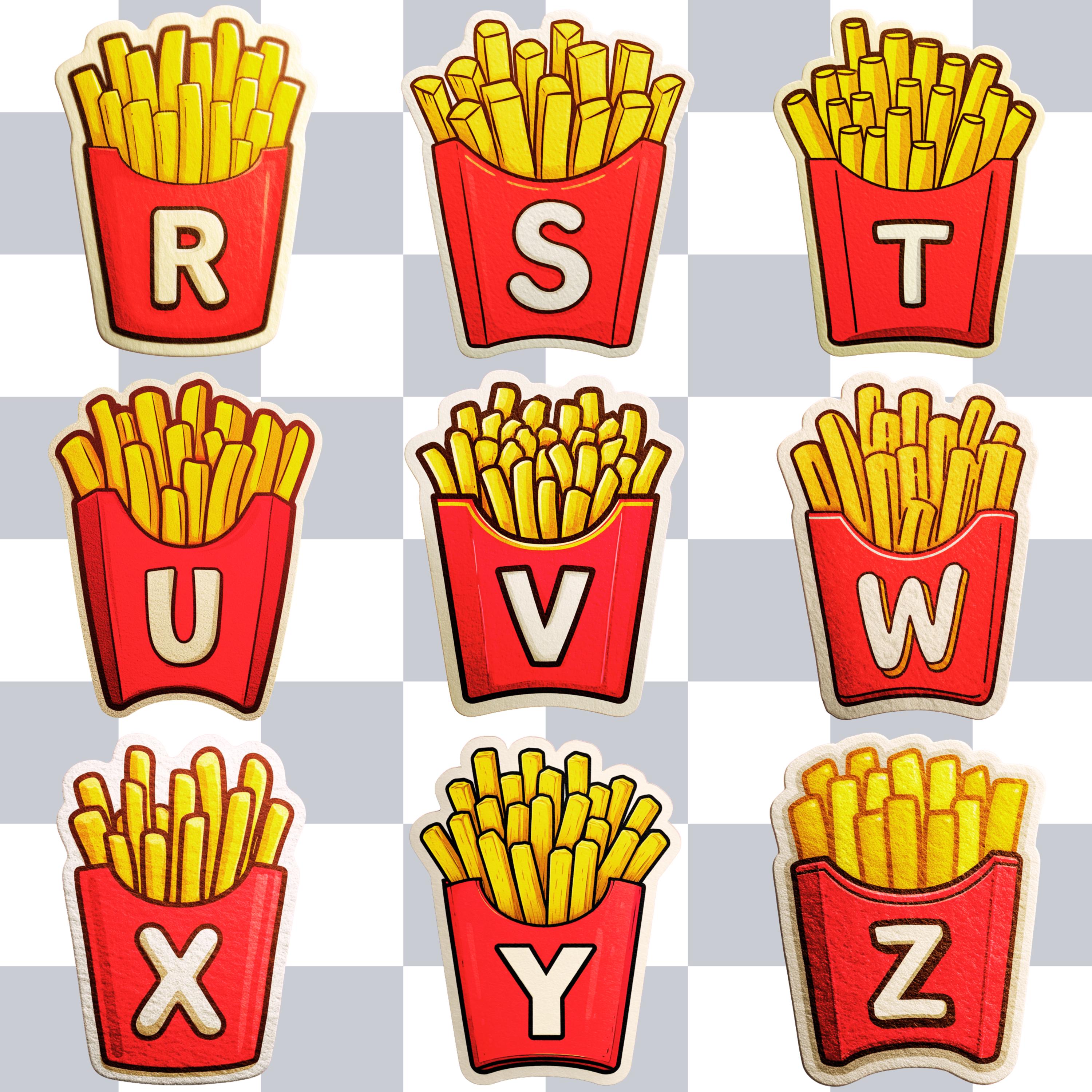 French Fries PNG Alphabet Letter | Kawaii Fast Food Clipart | Digital ...