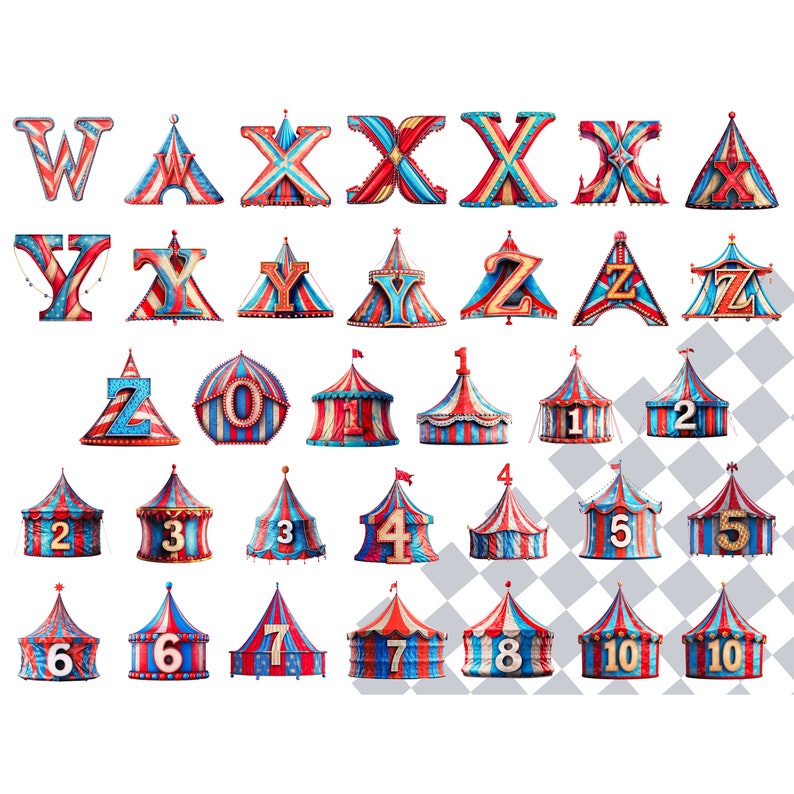 Circus Clipart Alphabet Letters for Instant Download Digital - Etsy