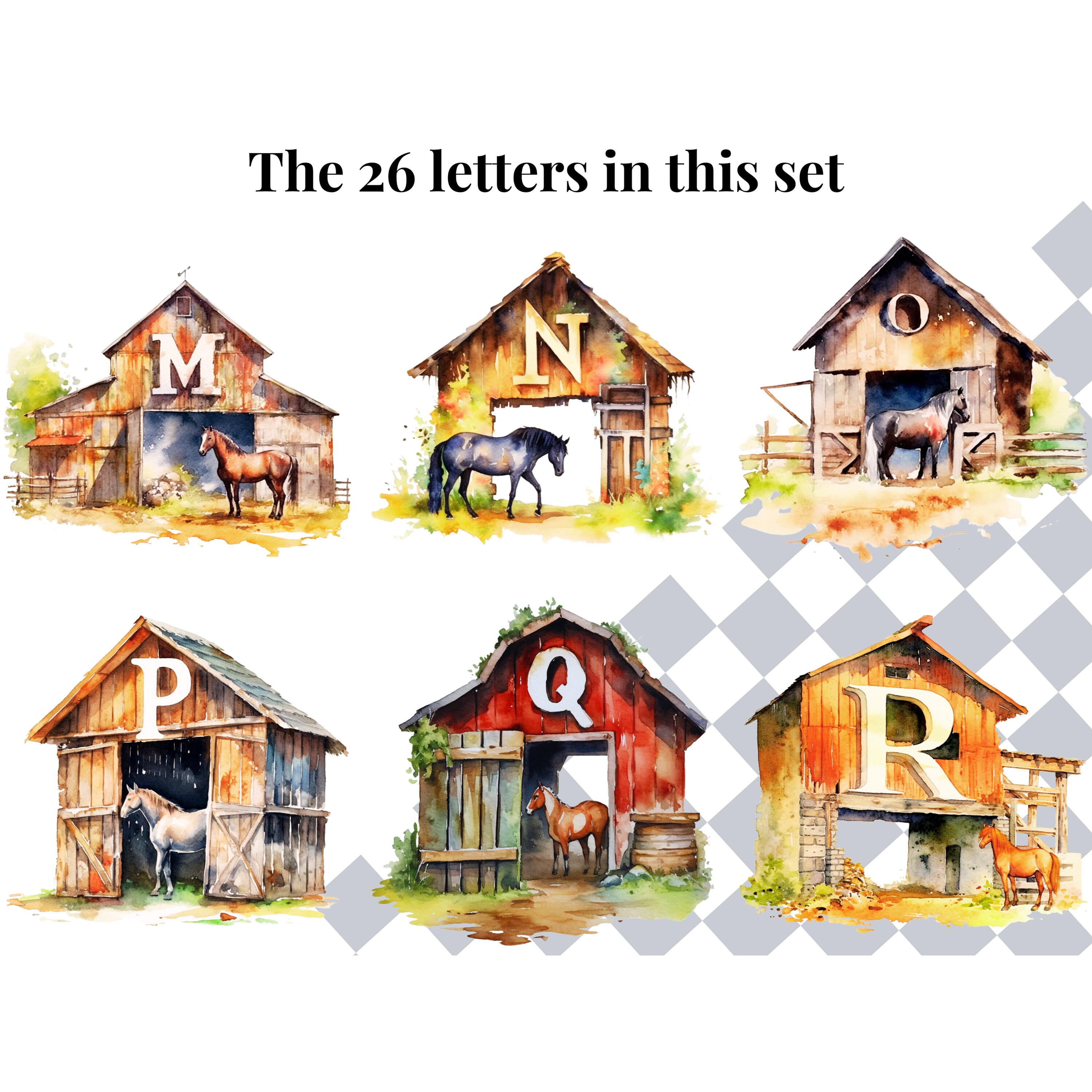 Horse Clipart Alphabet Letters PNG Files for Western Digital Download ...