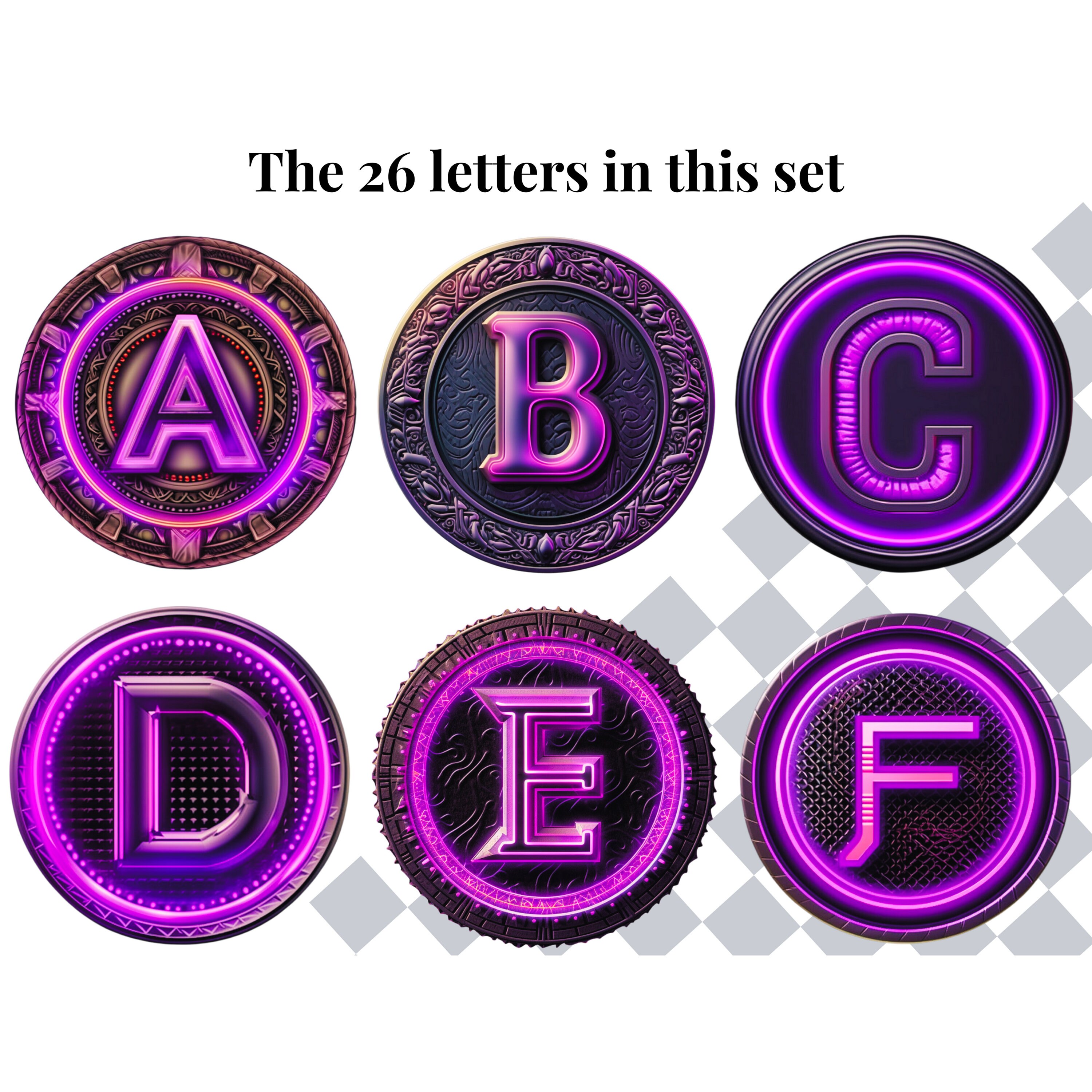 Neon Purple Alphabet Clipart: A-Z PNG Letters (digital Download) - Etsy