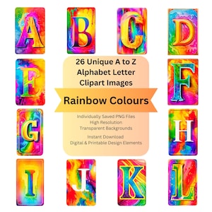 Rainbow Alphabet Letter Clipart Bundle | Colorful Clip Art Alphabet ...