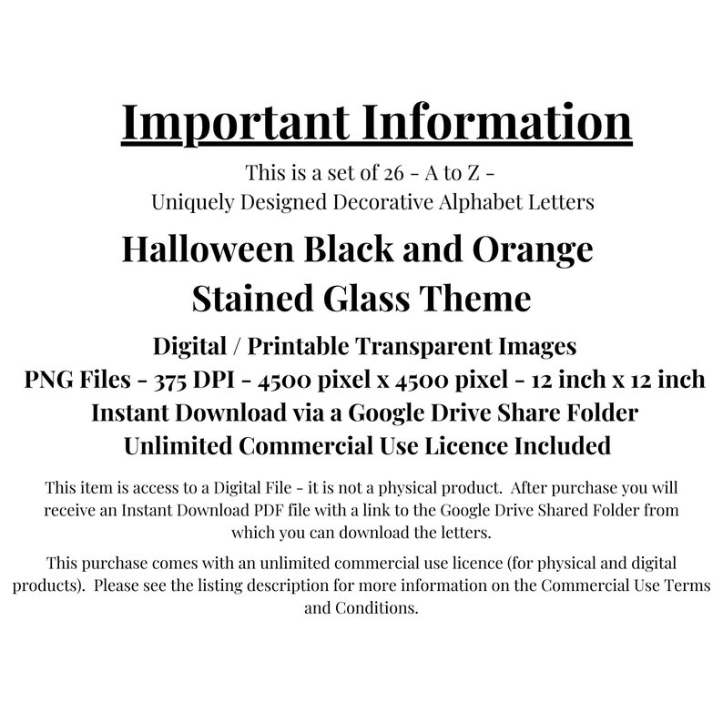 Stained Glass Halloween Alphabet Clipart: Orange & Black Letters (PNG ...
