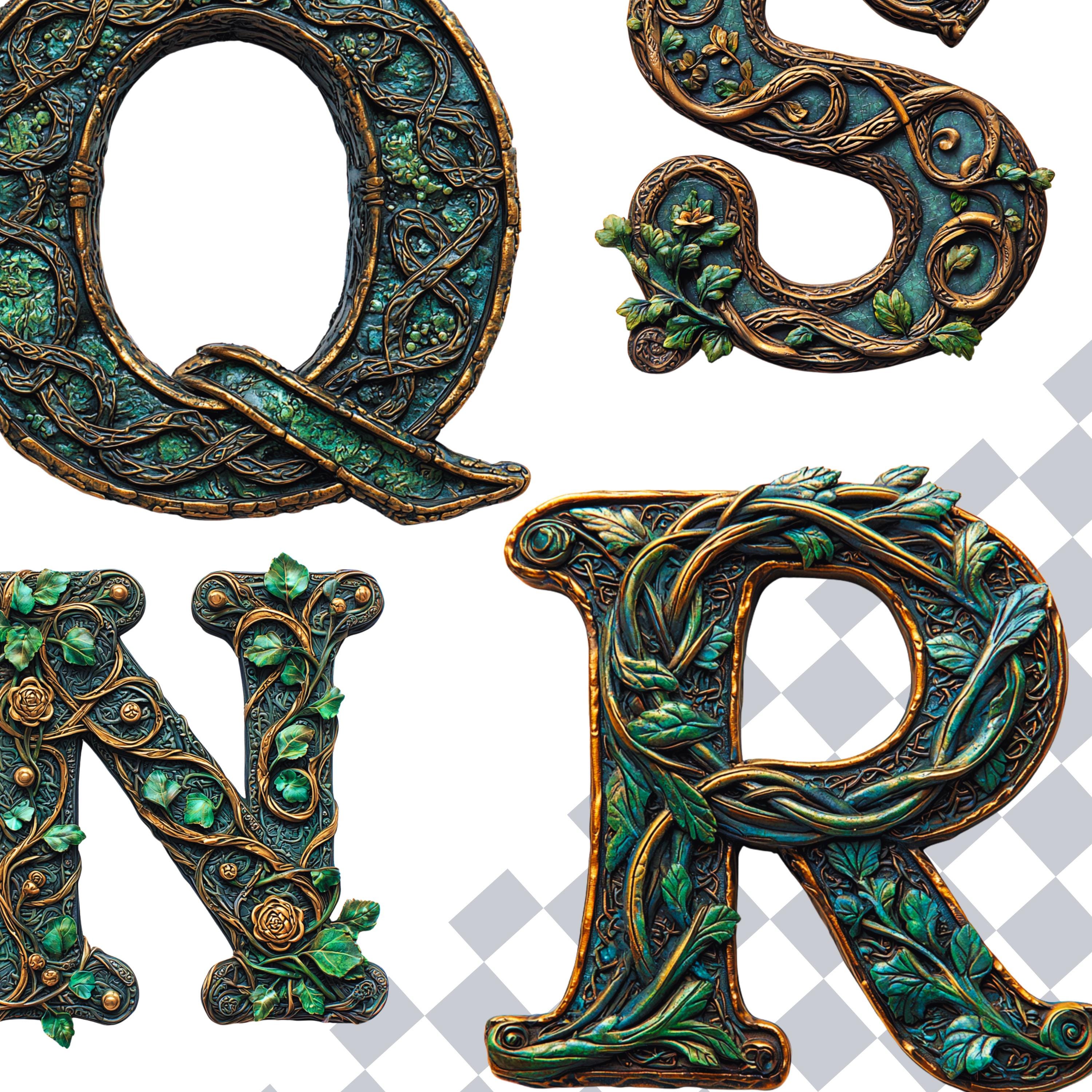Celtic PNG Clipart Bundle, Illuminated Celtic Alphabet Letters, Junk ...