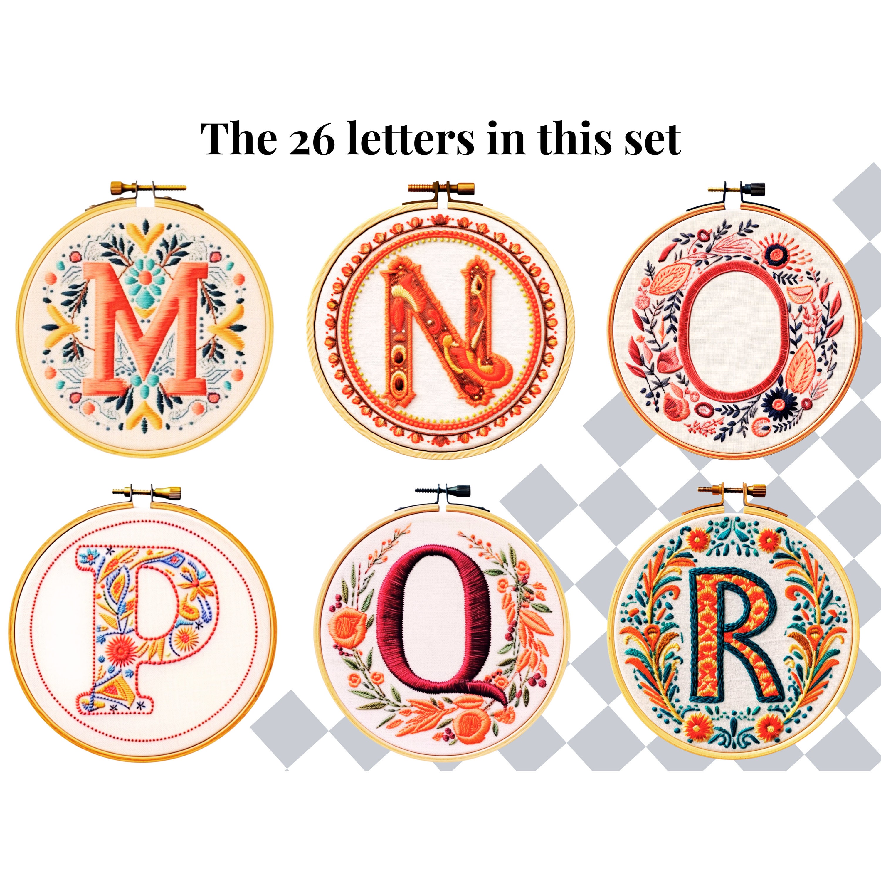 Boho Floral Clipart Alphabet Letters PNG Files for Flower Digital ...