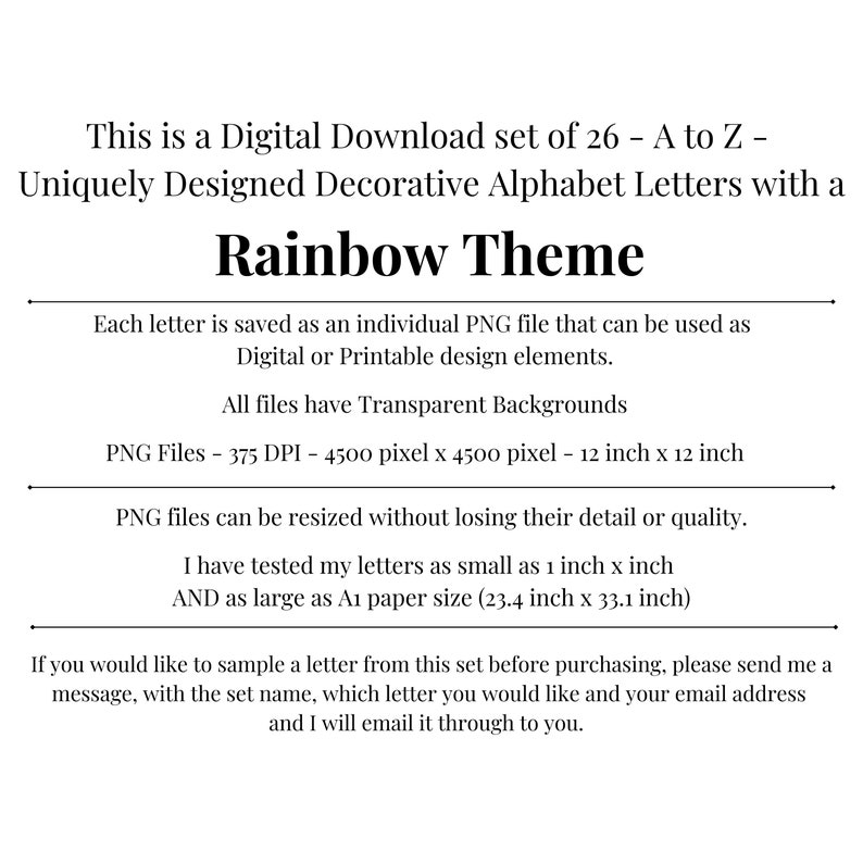 Rainbow Clipart Letters | Colorful Alphabet Set | Decorative Fonts ...