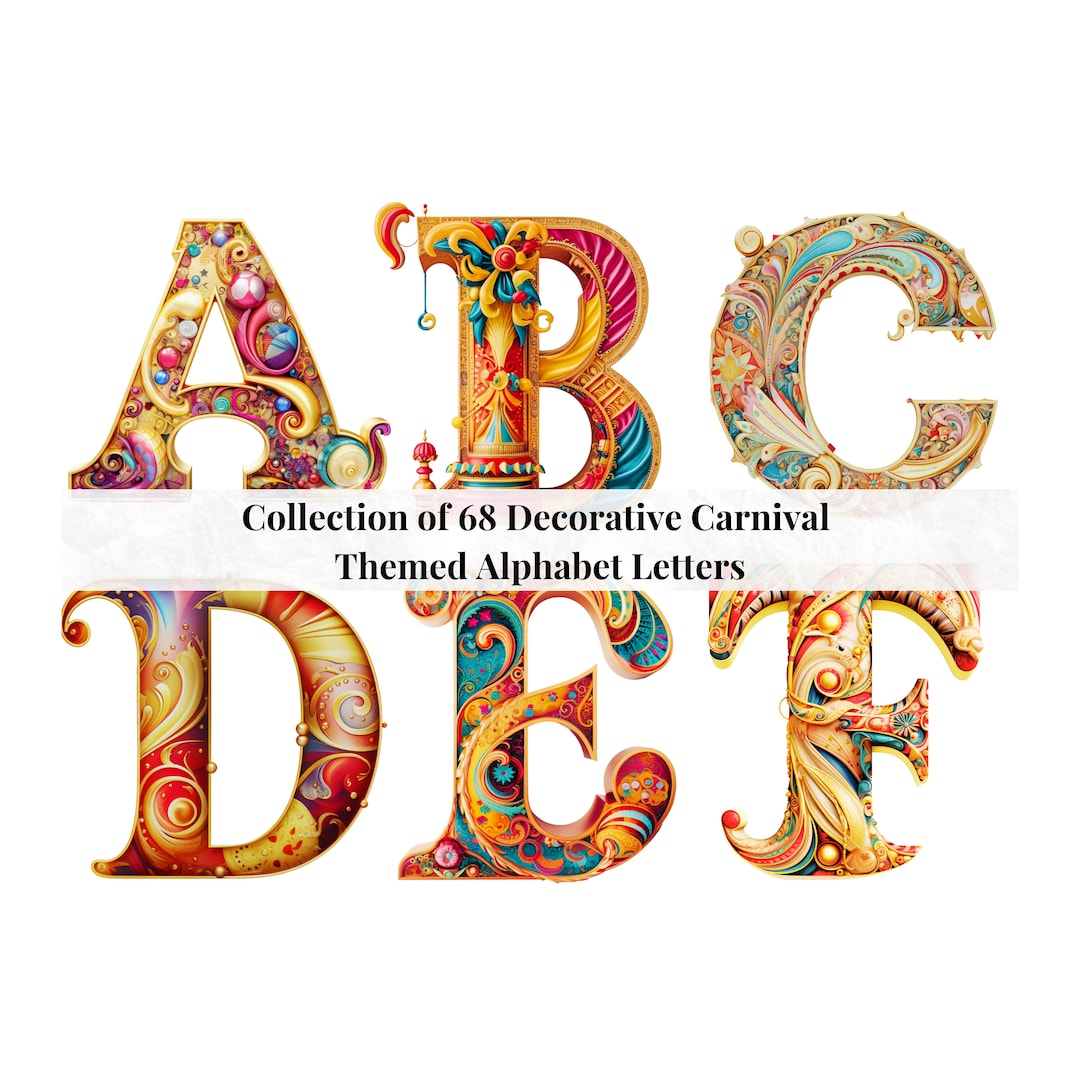 Circus Clipart Alphabet Letters PNG Files for Carnival Digital Download ...