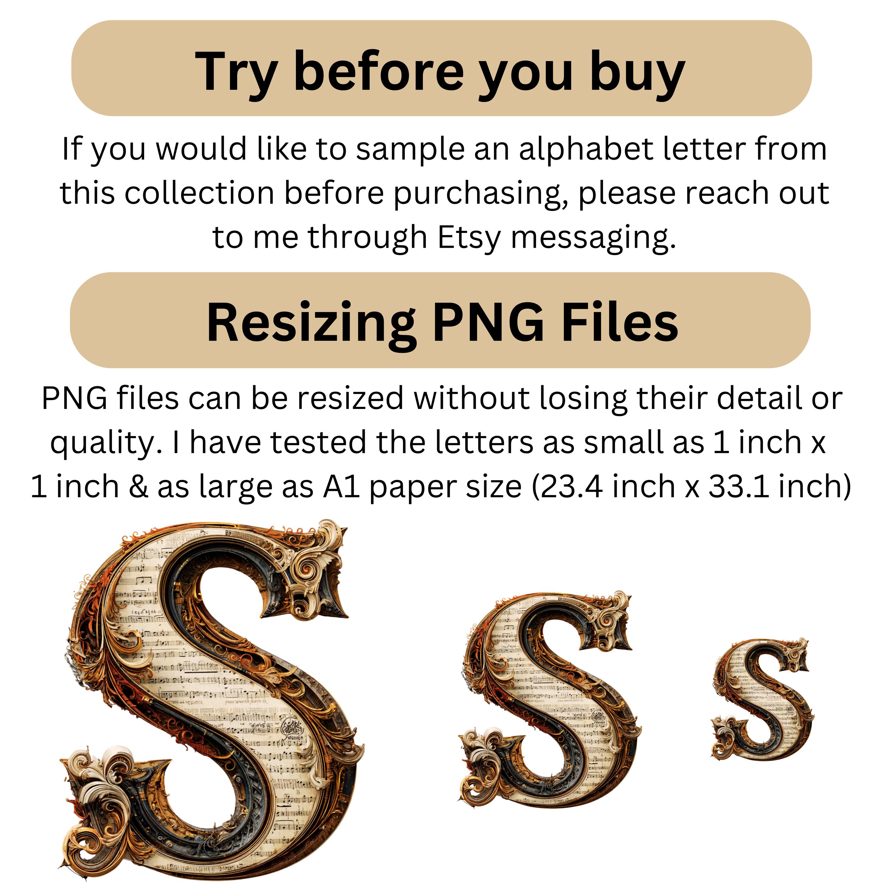 Music Clipart Alphabet Letters | Retro Musical Font PNG Files | Digital ...