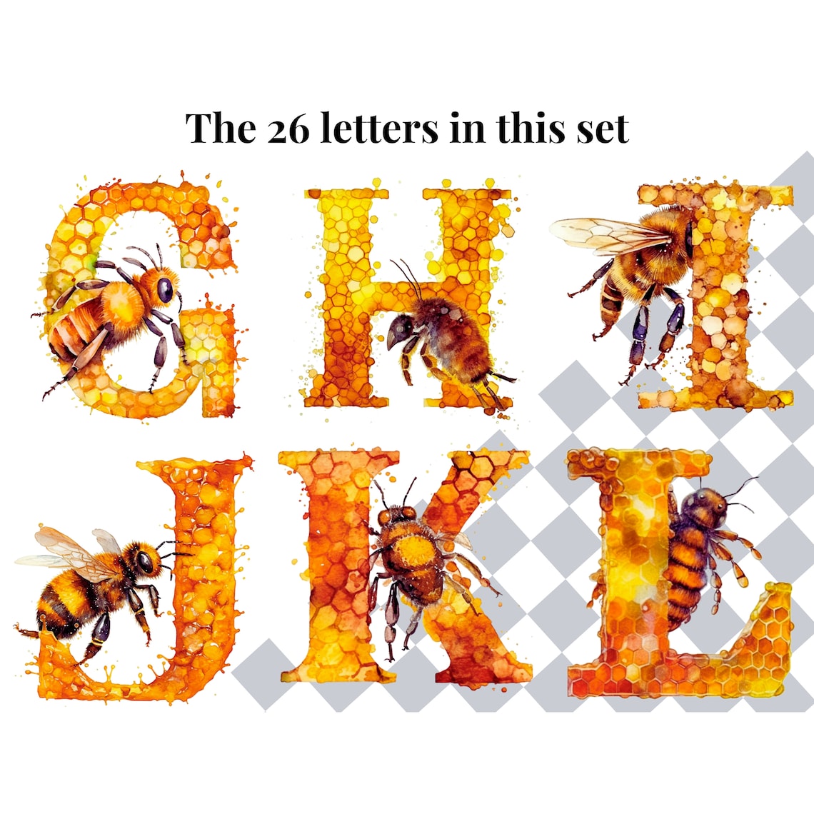 Bee Digital Clipart Alphabet Letters PNG for Bumble Bee Clip Art ...
