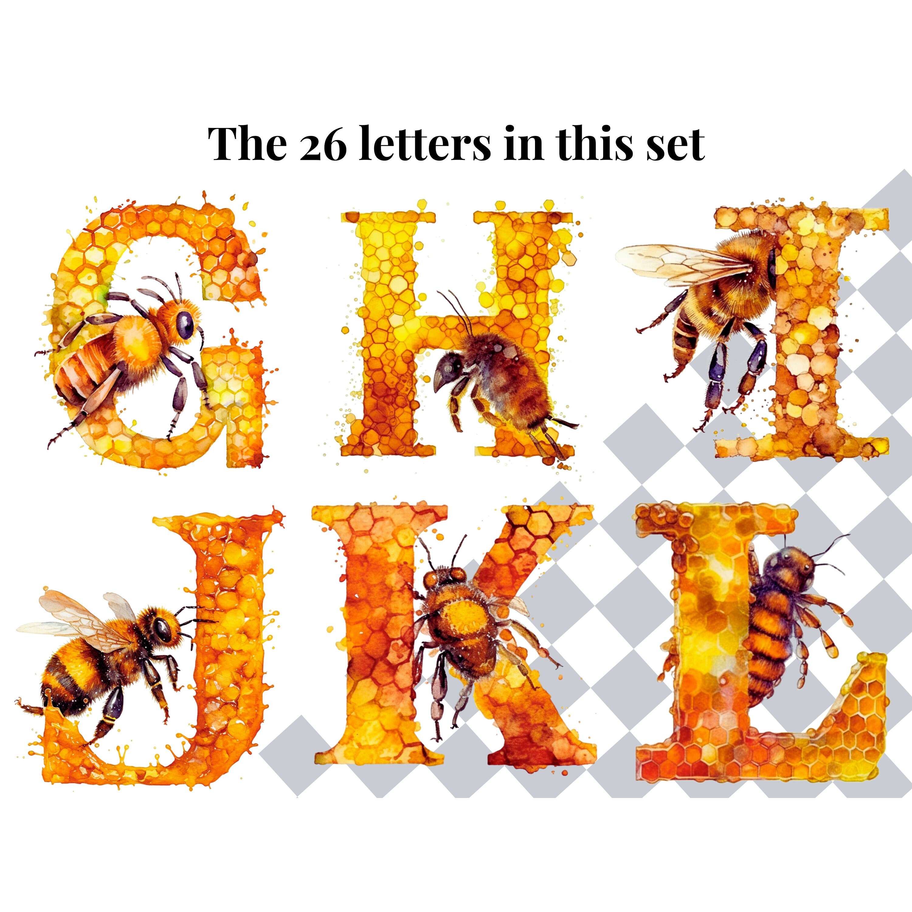 Bee Digital Clipart Alphabet Letters PNG for Bumble Bee Clip Art ...