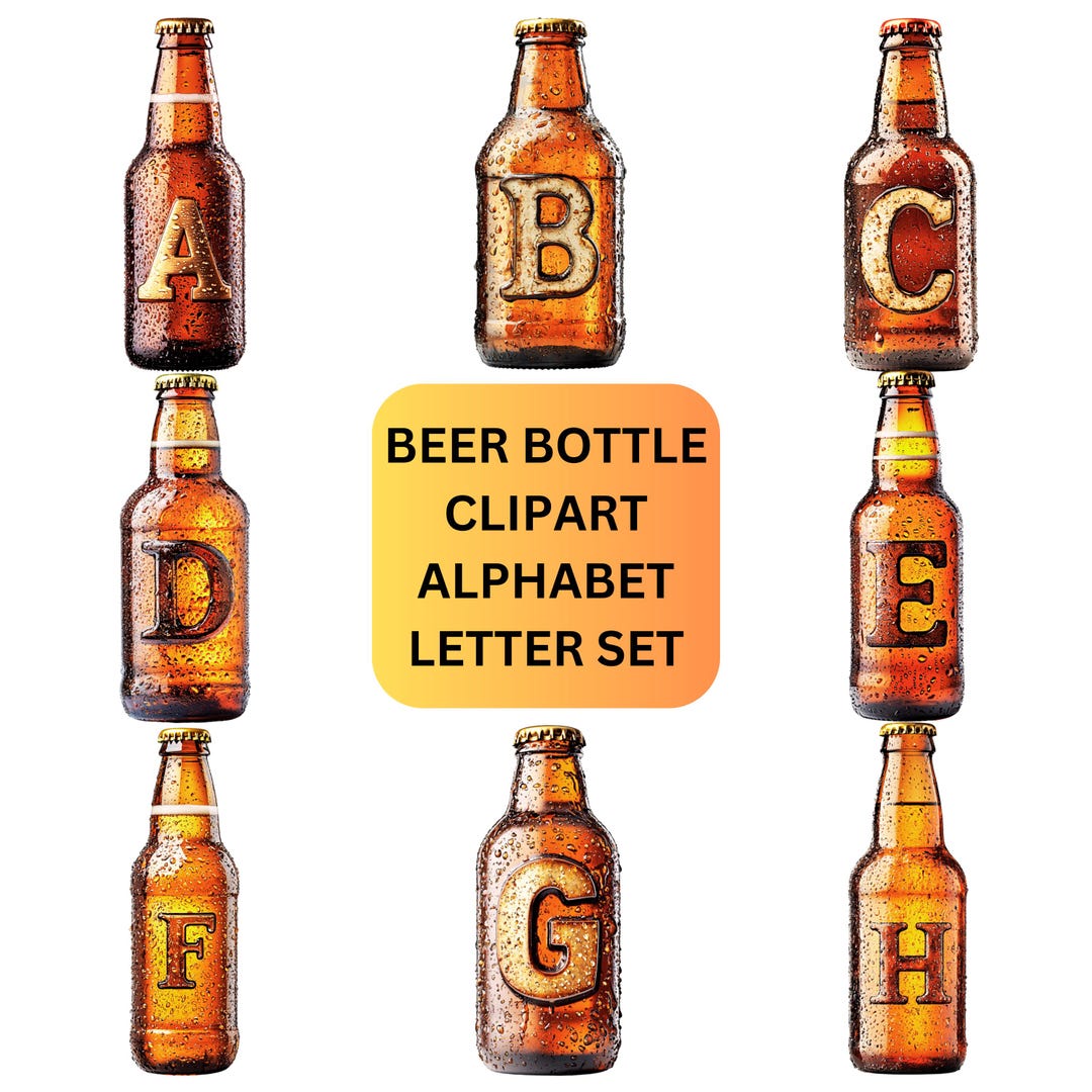 Beer Bottle Vintage Clipart Alphabet Letters for Sublimation Digital ...