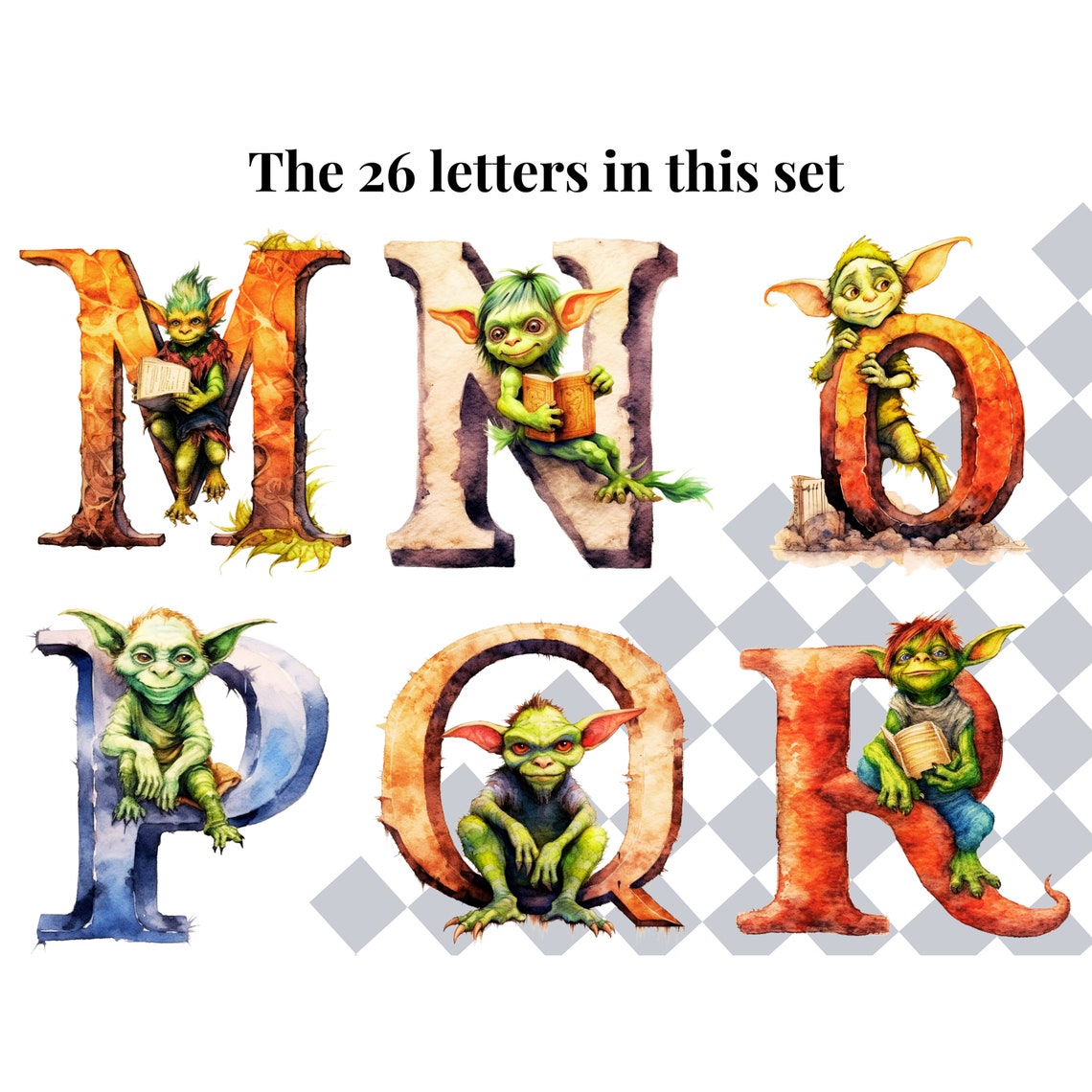 Goblin Alphabet Clipart: A-Z Letter PNG Files (digital Download) - Etsy